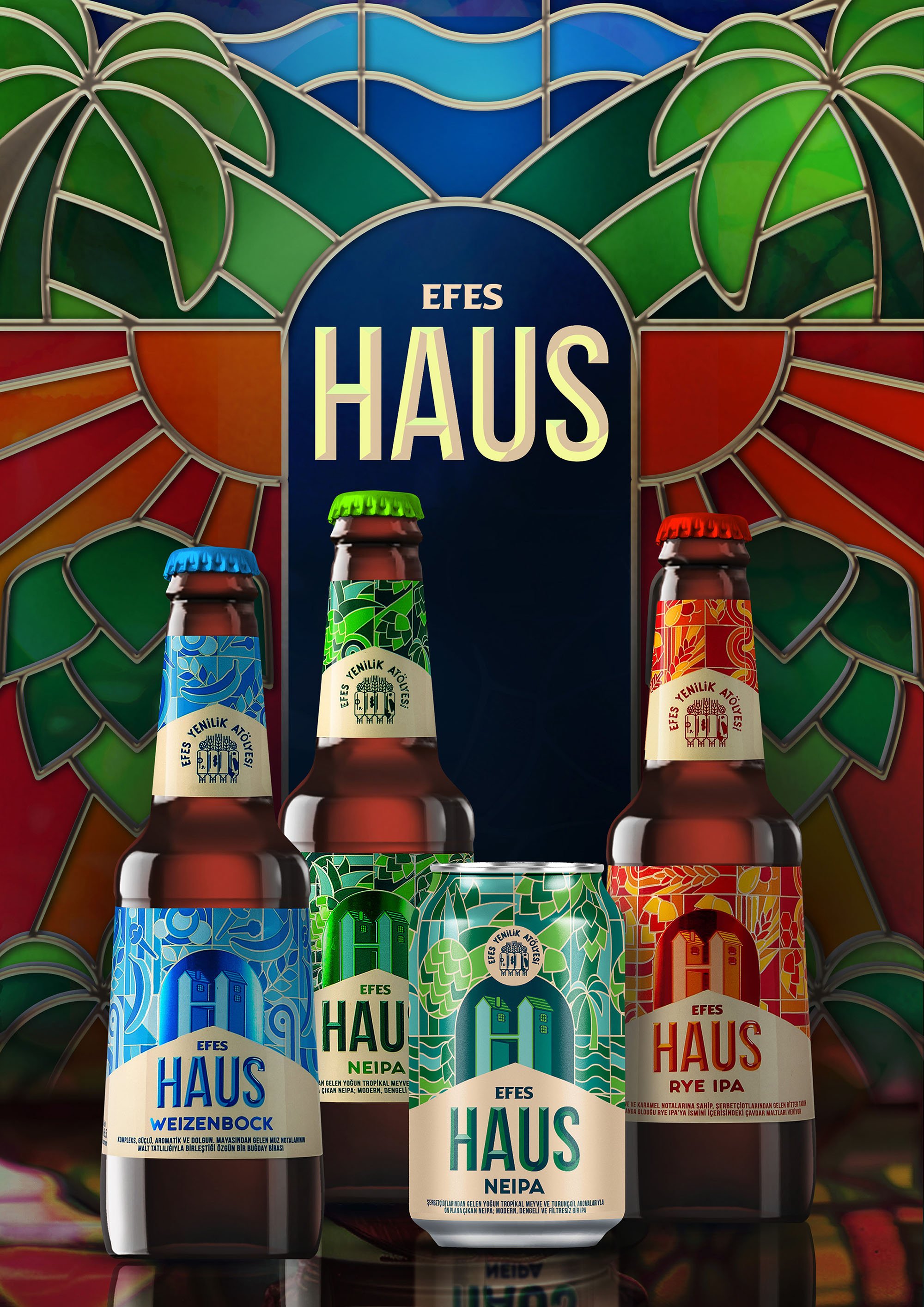 Efes Haus bier in glas-in-lood design van Orhan Irmak Tasarim